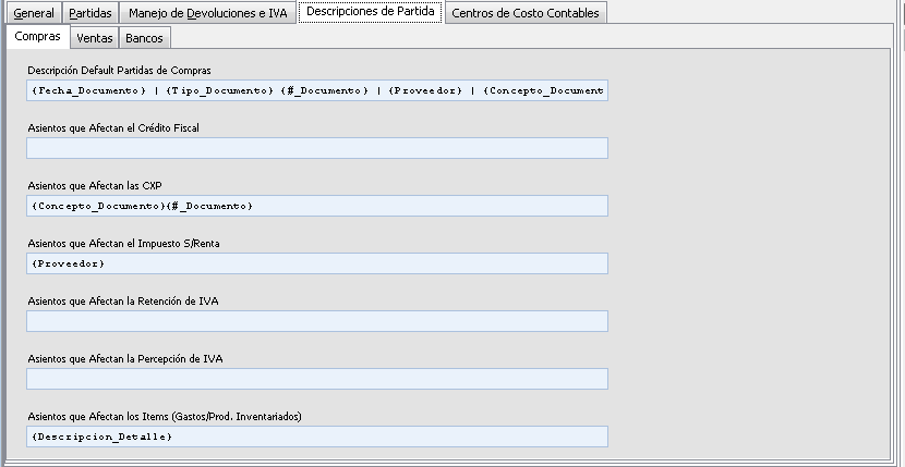 Parámetros Contabilidad - Brilo ERP Docs